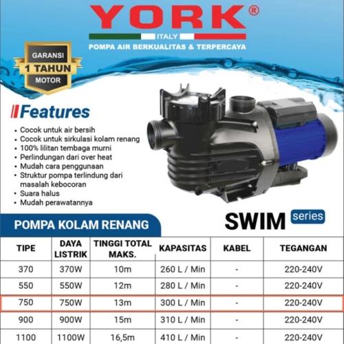 Jual Pompa Kolam Renang 1Hp York FCP-750 Mesin Pompa Kolam Renang ...
