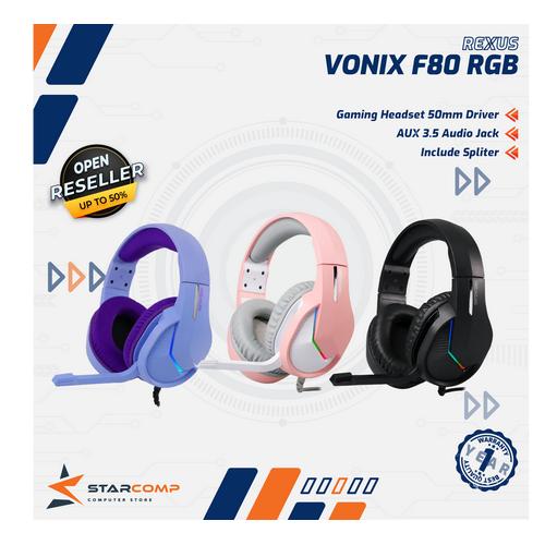 Jual Rexus Vonix F80 Headset Gaming RGB AUX 3.5 Audio Jack - Putih ...