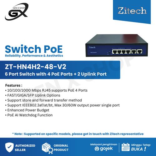 Jual Switch PoE Zitech ZT-HN4H2-48-V2 6 Port Switch with 4 PoE Ports ...