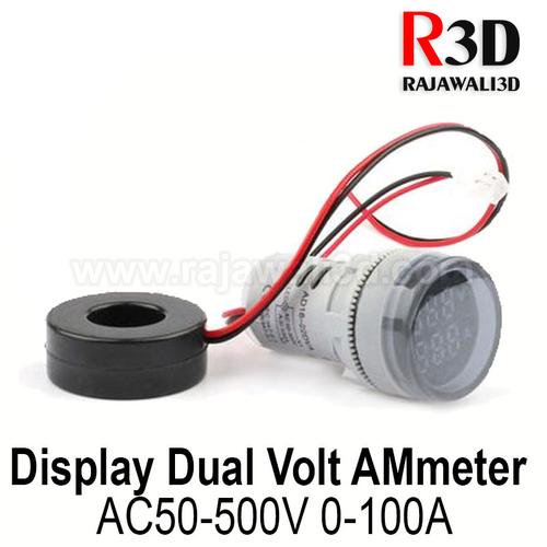Jual Display Round Dual Volt AMmeter AC Amp Volt Mini Digital AC 50 ...