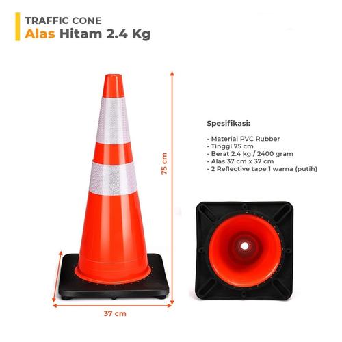 Jual Traffic Trafic Safety Cone Kerucut 75cm 75 Cm Base Hitam PVC Karet Rubber Lentur untuk Lalu ...
