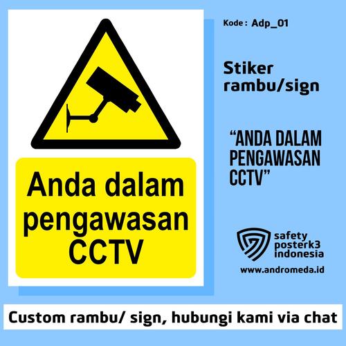 Jual Stiker Vinyl Sign Rambu K3 Anda Dalam Pengawasan CCTV - 20x15 cm ...