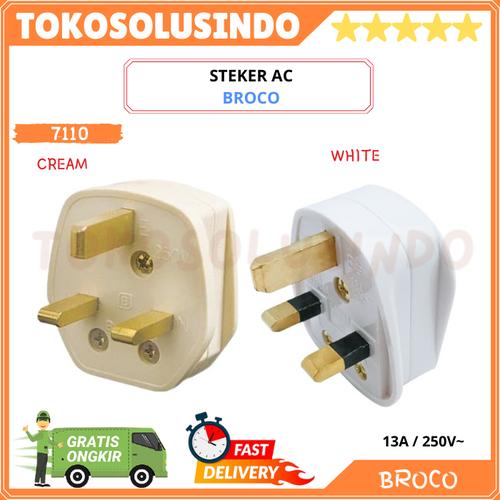 Jual Steker BROCO AC 3 PIN 7110 13A Galleo Kaki 3 / Colokan AC / Putih ...