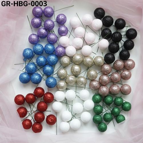 Jual GR-HBG-0003 Cake topper hiasan kue bola glitter emas perak biru ...