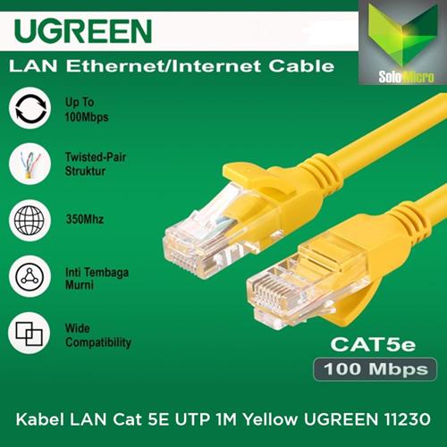 Promo UGREEN Kabel Cable LAN Cat 5E UTP 1M 1 Meter Yellow Kuning 11230 ...