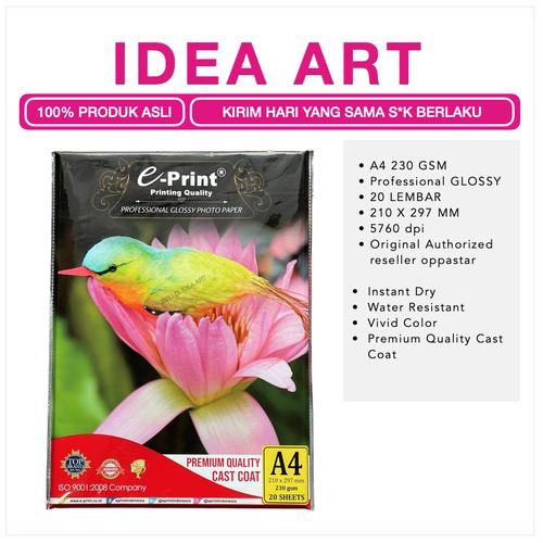 Jual Kertas Foto Professional GLOSSY Photo Paper e-Print A4 230 gsm isi ...
