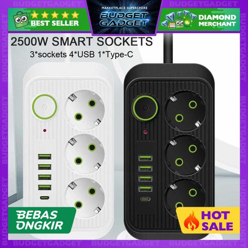 Jual Colokan Listrik Stop Kontak 3 Plug 4 USB 1 USB Type C 10A 250V ...