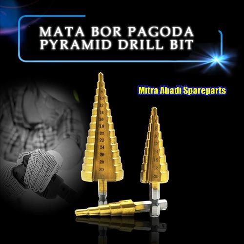 Jual 1 Set = 3 pcs Mata Bor Pagoda Step Drill Bit HSS Hex Shank Step ...