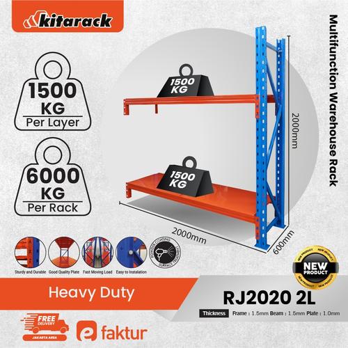 Jual RAK GUDANG 2 LAYER 2 METER KITARACK RJ20202L HEAVY DUTY 1500KG ...
