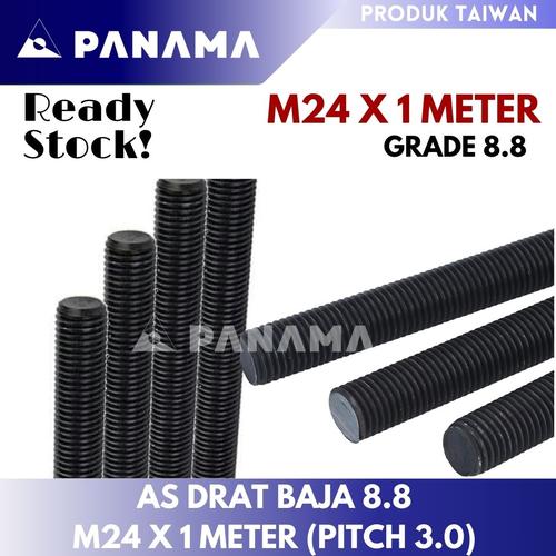 Jual As Drat M24 x 1 Meter Long Drat Baja Hitam Grade 8.8 Produk Taiwan ...