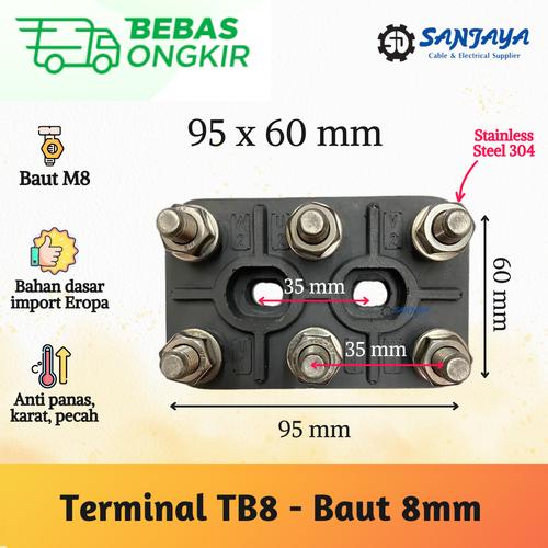 Jual Terminal TB8 Baut M8 8mm KONEKSI DINAMO MOTOR 95x60MM - 1 set ...
