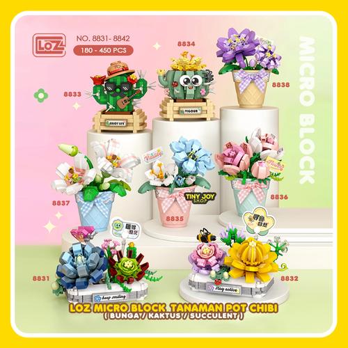 Jual LOZ Mainan Micro Block (TANAMAN FLOWER BUNGA POT CHIBI) Mini ...