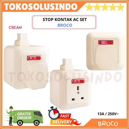 Jual Stop Kontak AC SET BROCO Gracio 4155 Socket 3 Pin dengan Saklar ...