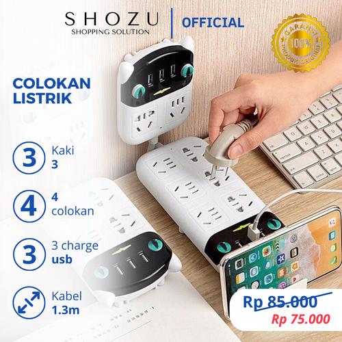 Jual Stop Kontak Colokan Listrik Kaki 3 Power extension Socket USB Port ...