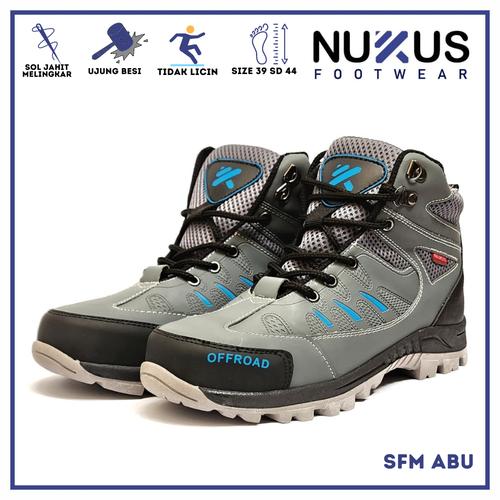 Jual Sepatu Safety High Boots Kerja Pria Sepatu Ujung Besi Abu - SFM AB ...
