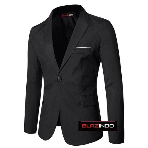 Jual Blazer Pria Hitam List Putih Saku Atas wisuda kantor jas semi ...
