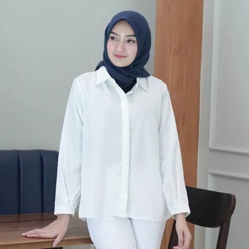 Jual KEMEJA WANITA POLOS / KEMEJA PUTIH XL LD110 CM / KEMEJA KERJA - Hitam, XL ld 110cm ...