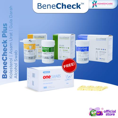 Jual Paket 3 Strip BeneCheck Plus Free Jarum Lancet + Alkohol Swab ...