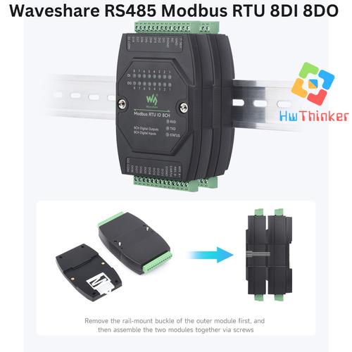 Jual Waveshare Industrial Remote IO Data Acquisition Module Modbus RTU 8DI 8DO Digital Input ...