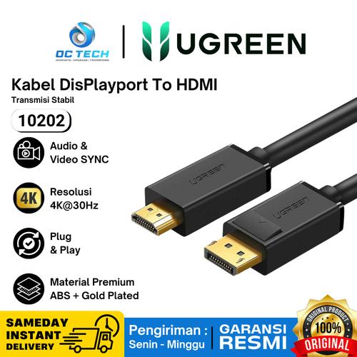 Jual Kabel DisplayPort DP To HDMI Ultra HD 4K 1080p 2M 2 Meter Ugreen ...