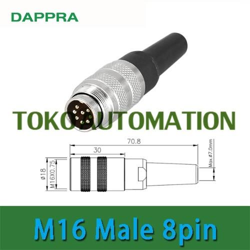 Jual M16 8 PIN Male Sensor Circular connector waterproof Konektor plug ...