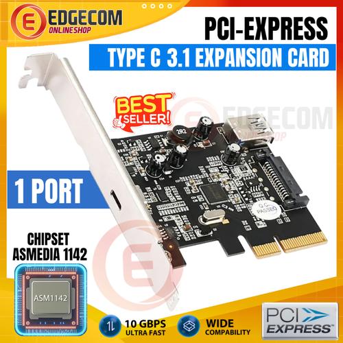 Jual PCI-e PCIE 4x USB TYPE C 3.1 Expansion Card 1 Port / 2 Port Pci ...