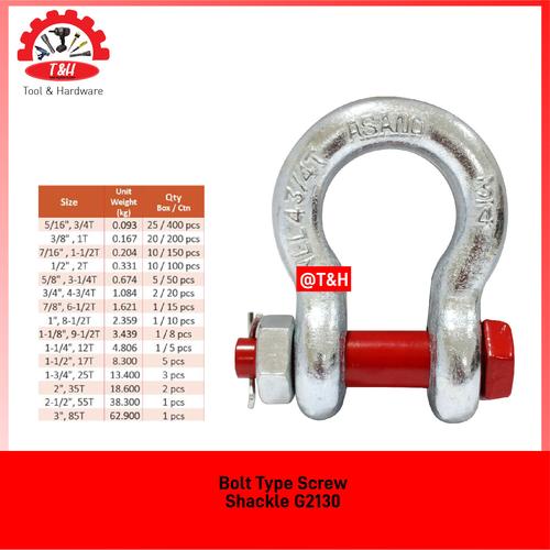 Jual Bolt Type Screw Shackle 1-1/8". 9-1/2T / ASANO Marine Equipment ...