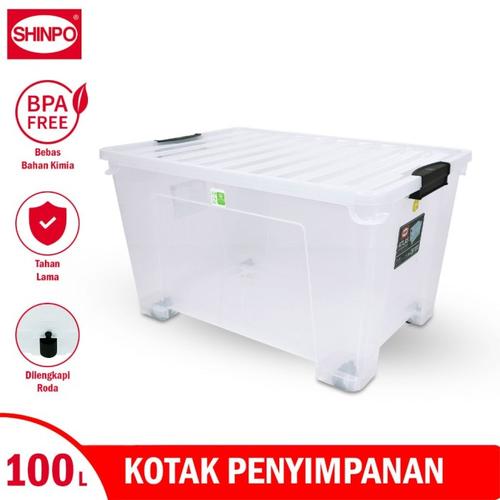 Jual Storage Box Container CB 100 Liter Roda Shinpo SIP 102 Bening ...