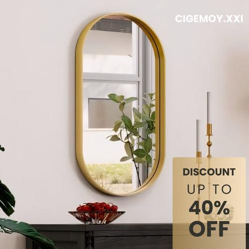 Jual Cermin Oval Kapsul Dinding Aesthetic Frame Gold [GARANSI 100% ...