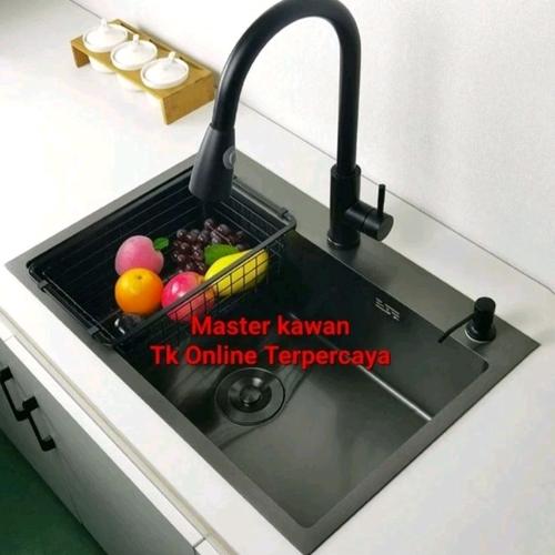 Jual Paket Lengkap Kitchen Sink GRANITE ONAN 6146 DARK BLACK /Sink ONAN ...