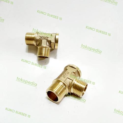 Jual TEE Shower Kuningan Asli [Brass] 1/2" inch / Nepel Tee Kuningan ...