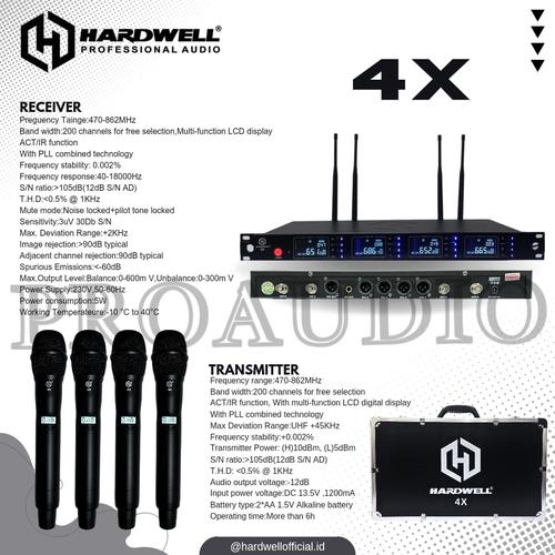 Jual Mic Wireless Hardwell 4X Handheld 4 Mic Wireless Microphone 4 X ...