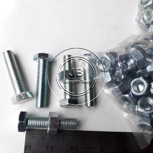 Jual BAUT MUR M12 X 50 PANJANG 5CM 5 CM KUNCI 19 50MM MM PUTIH BAUD BMP M12X50 DIAMETER DRAT ...