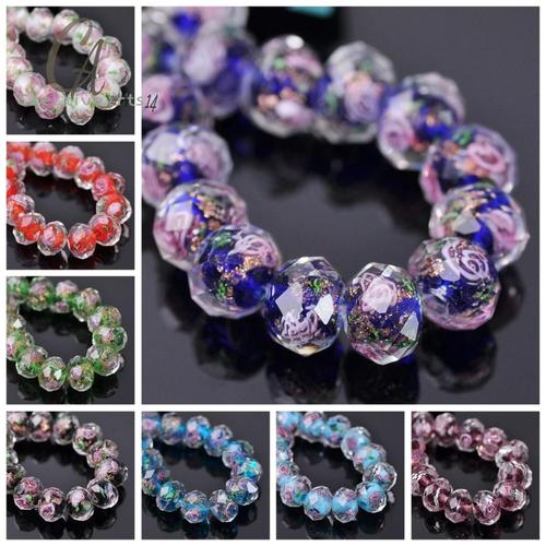 Jual Manik Batu Kristal Ceko Murano Bulat Crystal Motif Bunga Bahan ...