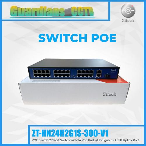 Jual PoE Switch Zitech ZT-HN24H2G1S-300-V1 27 Port Switch with 24 PoE ...