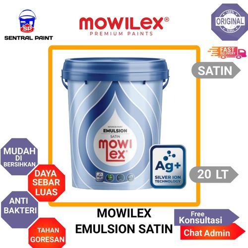 Jual Mowilex Emulsion Satin Cat Tembok Interior Anti Bakteri Putih 20L ...