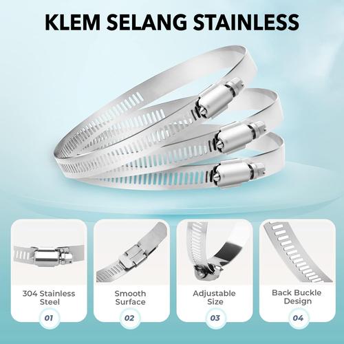 Jual Klem Flexible Duct - Stainless Steel Hose Clamp - Klem Selang - 3/ ...