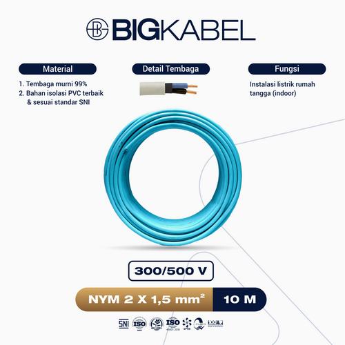 Jual BIG Kabel - NYM 2 x 1.5mm (Biru) - 10 meter, 25 meter & 50 meter ...