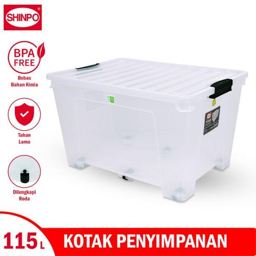 Jual Box Container Shinpo CB 115 Liter Roda Bening Transparan Kotak ...