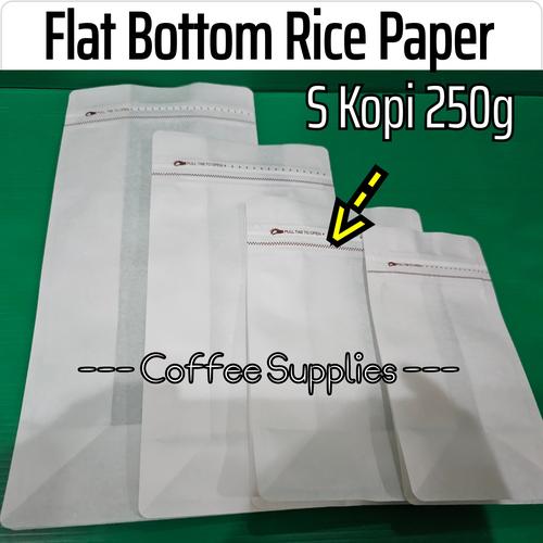 Jual Flat Bottom Rice Paper S Coffee Packaging 250g kemasan kopi putih 200g - Jakarta Barat ...