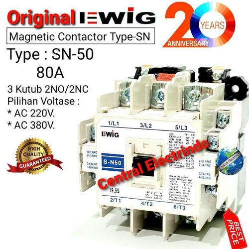 Jual Magnetic Contactor SN-50 AC 220V EWIG. - AC 220V - Jakarta Barat ...