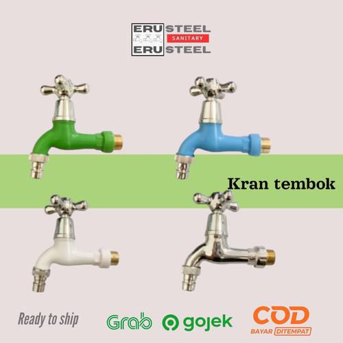 Jual ERUSTEEL Kran Keran Tembok Taman Plastik Drat Kuningan 1/2 Inch ...