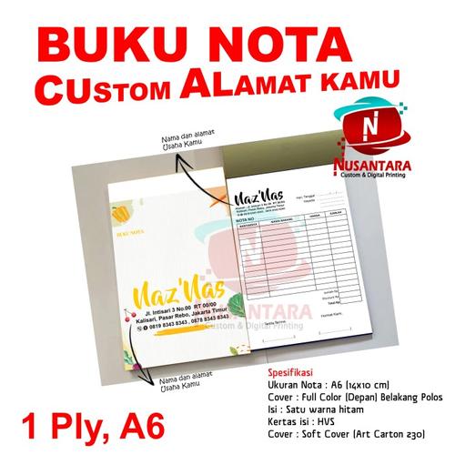 Jual Buku Nota Custom/ Buku Kwitansi Ukuran A6 - 1 Ply TANPA MINIMUM ...