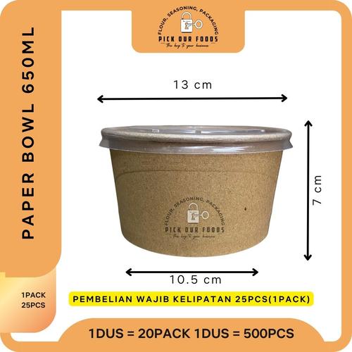 Promo Paper Bowl Craft 650ml Dengan Tutup | Paper Bowl 650 ml COKLAT | Rice Bowl Craft 650ml ...