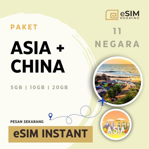 Promo eSIM e SIM Travel China + Asia 12 Negara 5GB 10GB 20GB not Digitravel - 5GB, 3 Hari ...