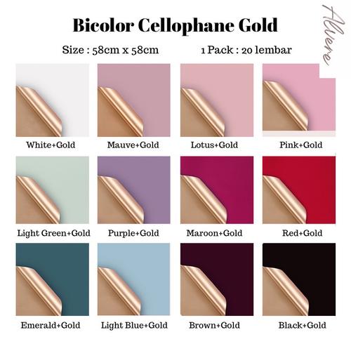 Jual [5 Lembar] Bi Color Gold Cellophane Kertas Wrapping Buket Bunga ...