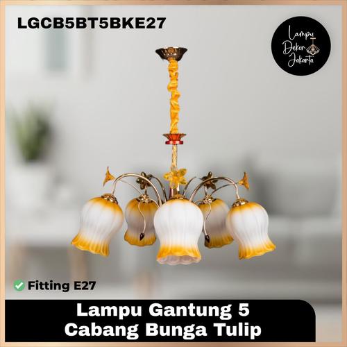 Jual GANTUNG 5 BUNGA TULIP CABANG E27 LGCB5BT5BKE27 Lampu Hias Minimalis Dekorasi Unik Dekoratif ...