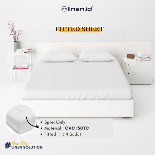 Jual [Sprei only] Fitted Sheet Putih Polos CVC 150TC Dengan Karet ...