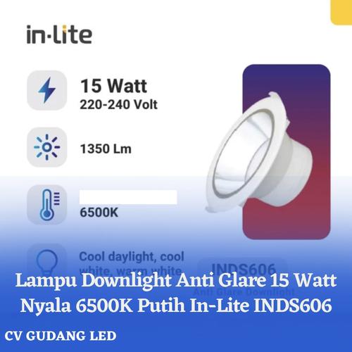 Jual Lampu Downlight 15 Watt Anti Glare INDS606 In-Lite - Nyala Putih ...