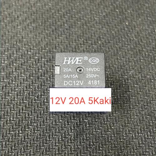 Jual Relay DC 12V 20A 5 Kaki HWE Hitam 5 Pin 12 Volt Kualitas Bagus 20A ...